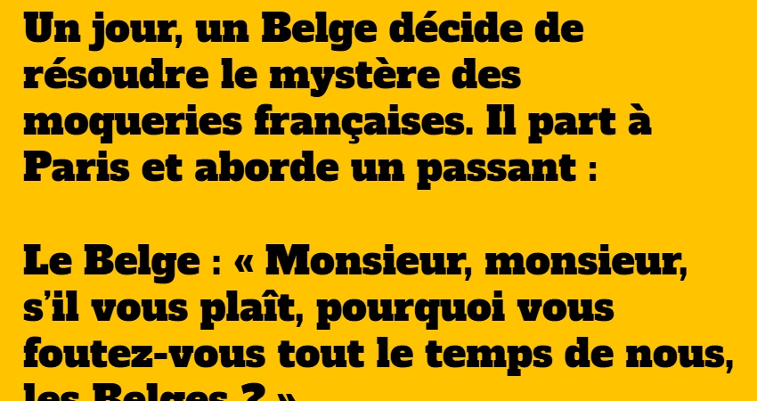 Pourquoi les Français se moquent toujours des Belges ? Une blague ...