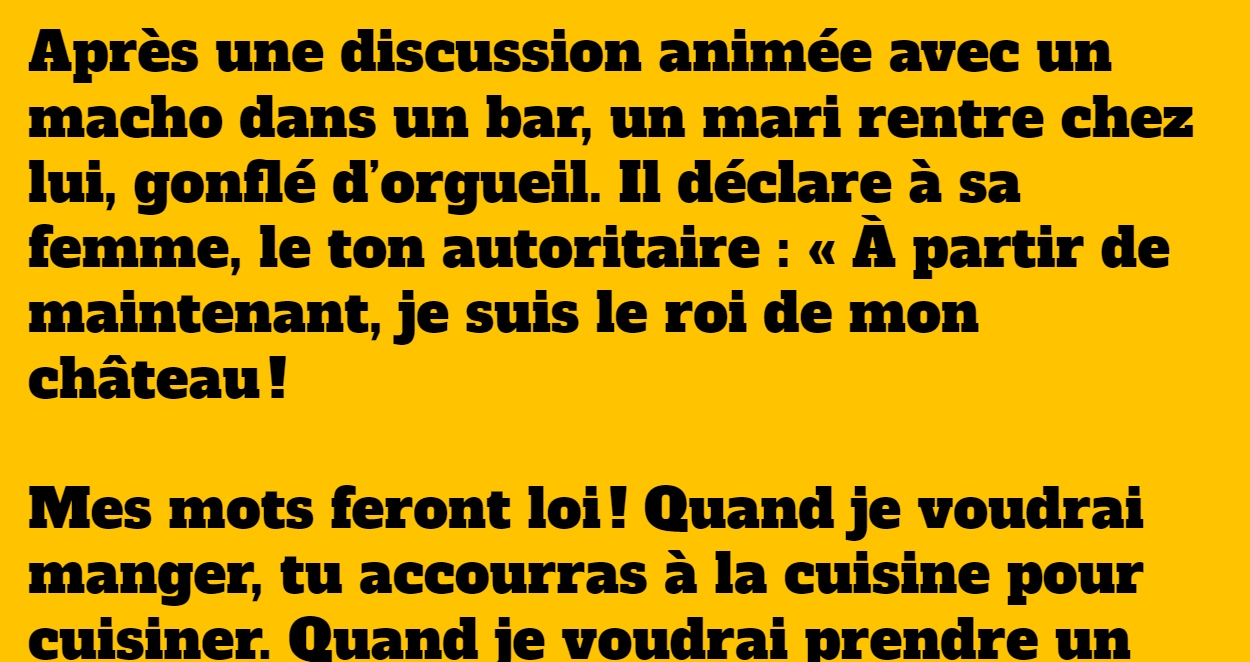 Quand un macho tente d’imposer sa loi : une réponse hilarante de sa ...